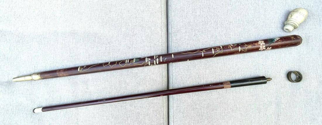 Antique Billiard Pool Cue Knob Walking Stick Cane