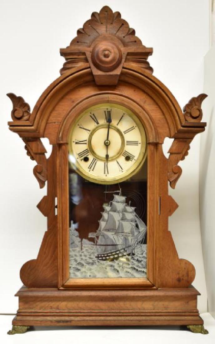 ANTIQUE R. BOOTH WALNUT VICTORIAN SHELF CLOCK