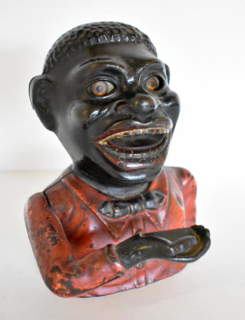 ANTIQUE BLACK AMERICANA CAST IRON MECHANICAL BANK