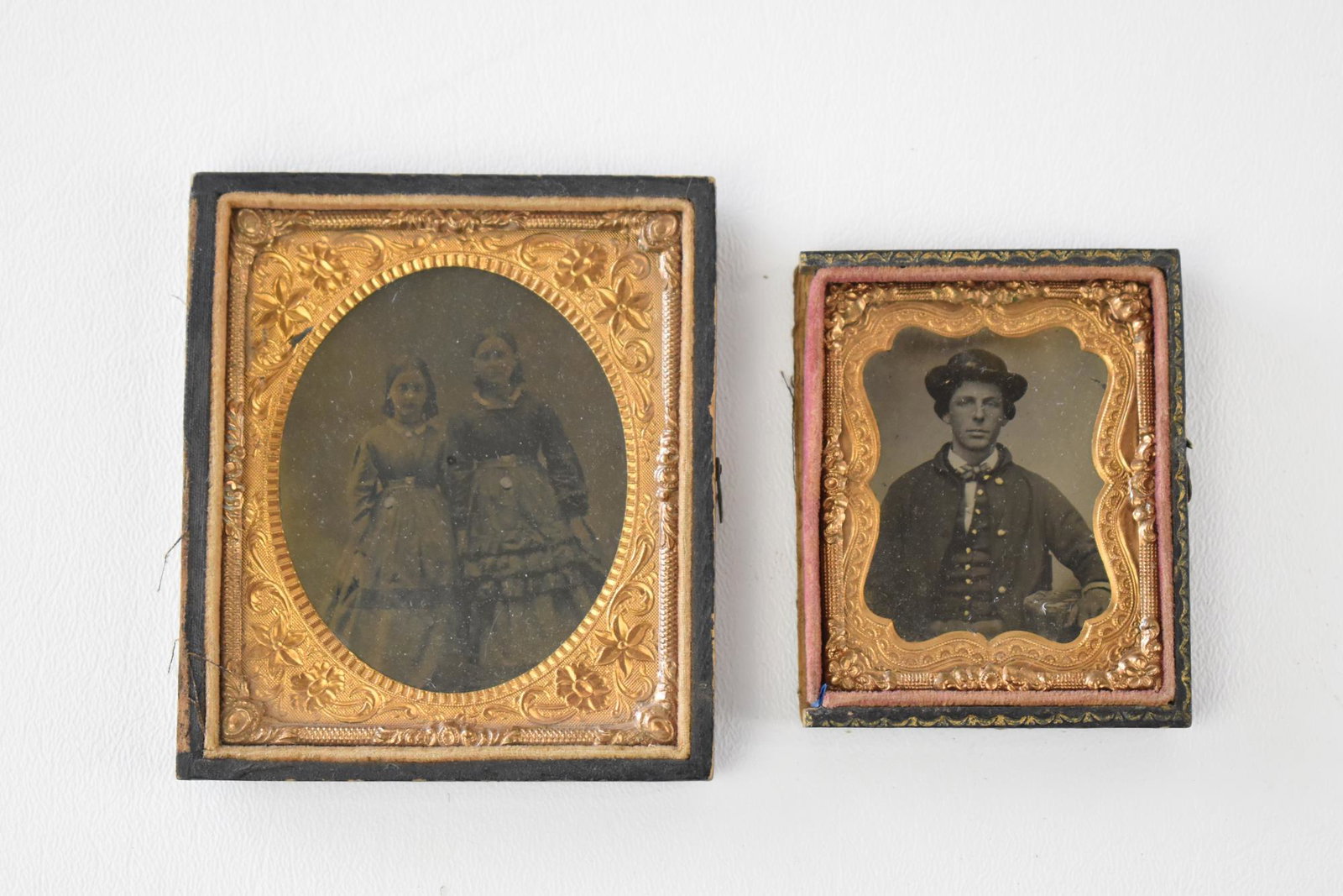 Confederate Soldier & Victorian Sisters Tin Types