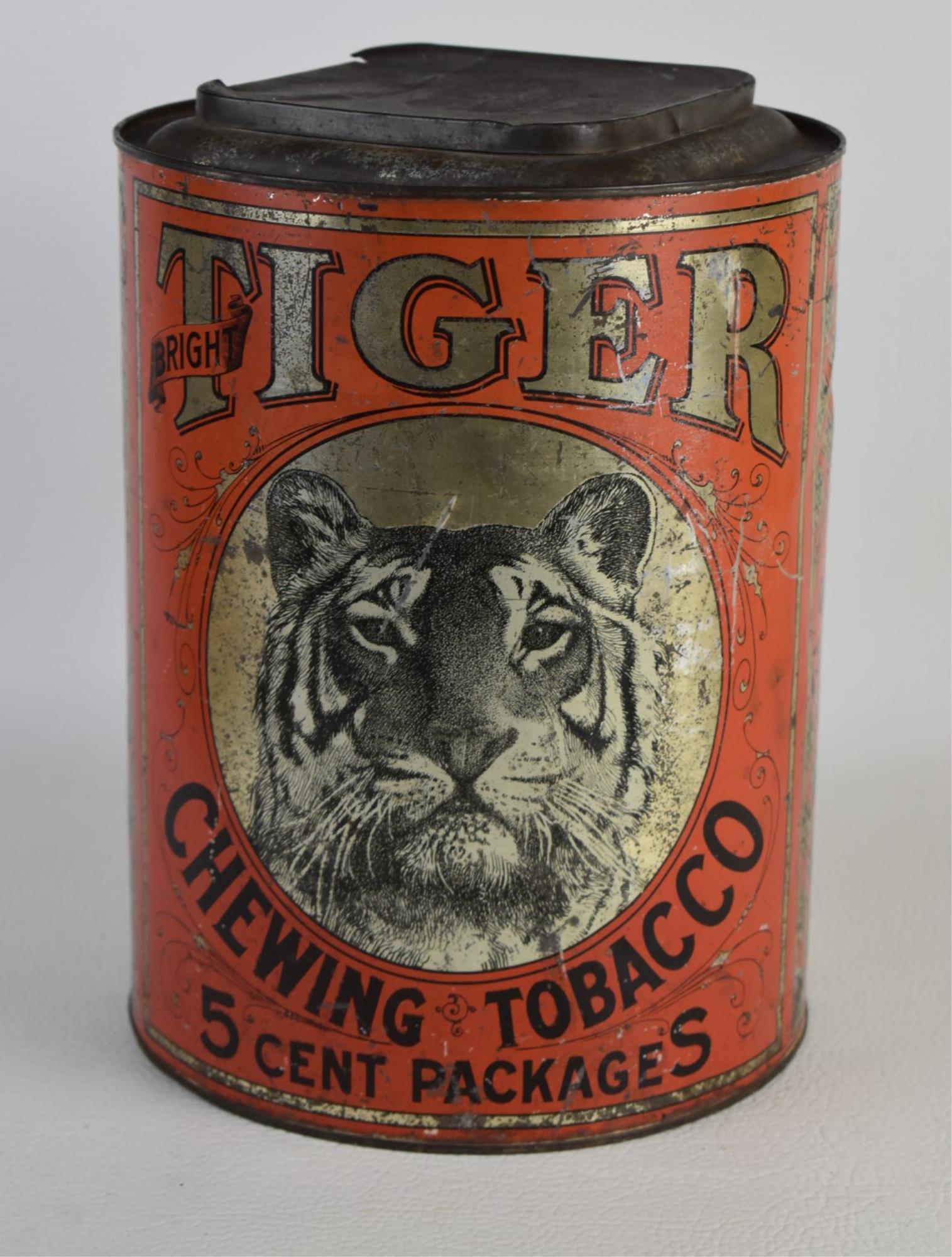 Tiger Chewing Tobacco Tin Auction