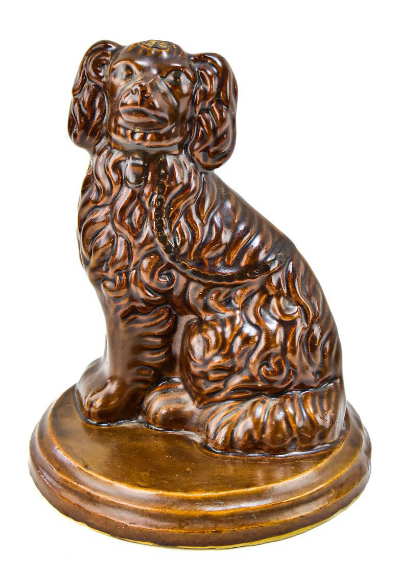 English Rockingham Spaniel Pottery Dog Auction