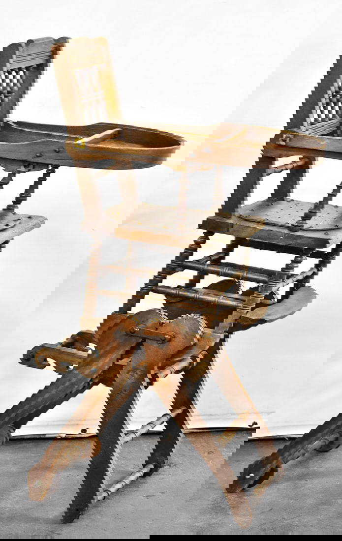 Victorian Eastlake Oak Adjustable High Chair & Rocker Auction