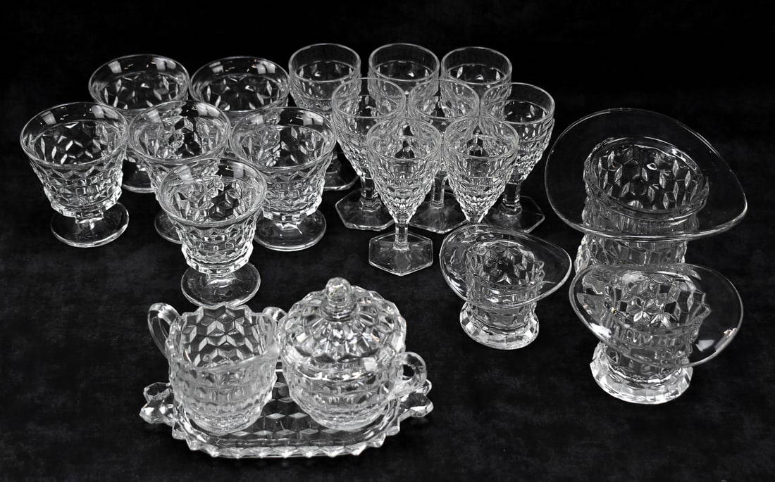 Collection Of Fostoria Clear American Glassware Auction