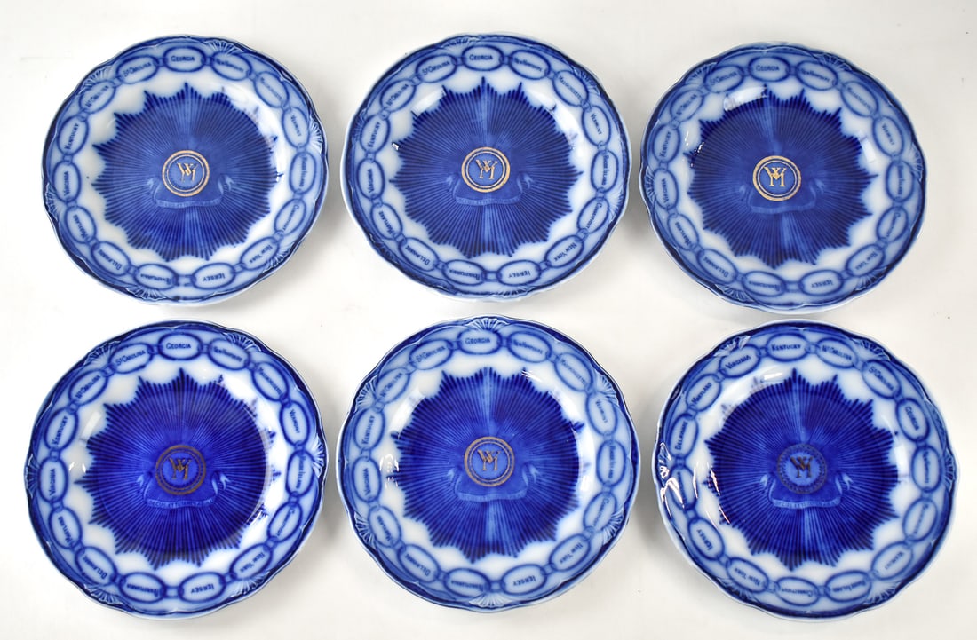 Martha Washington State Chain Commemorative Flow Blue Transferware ...