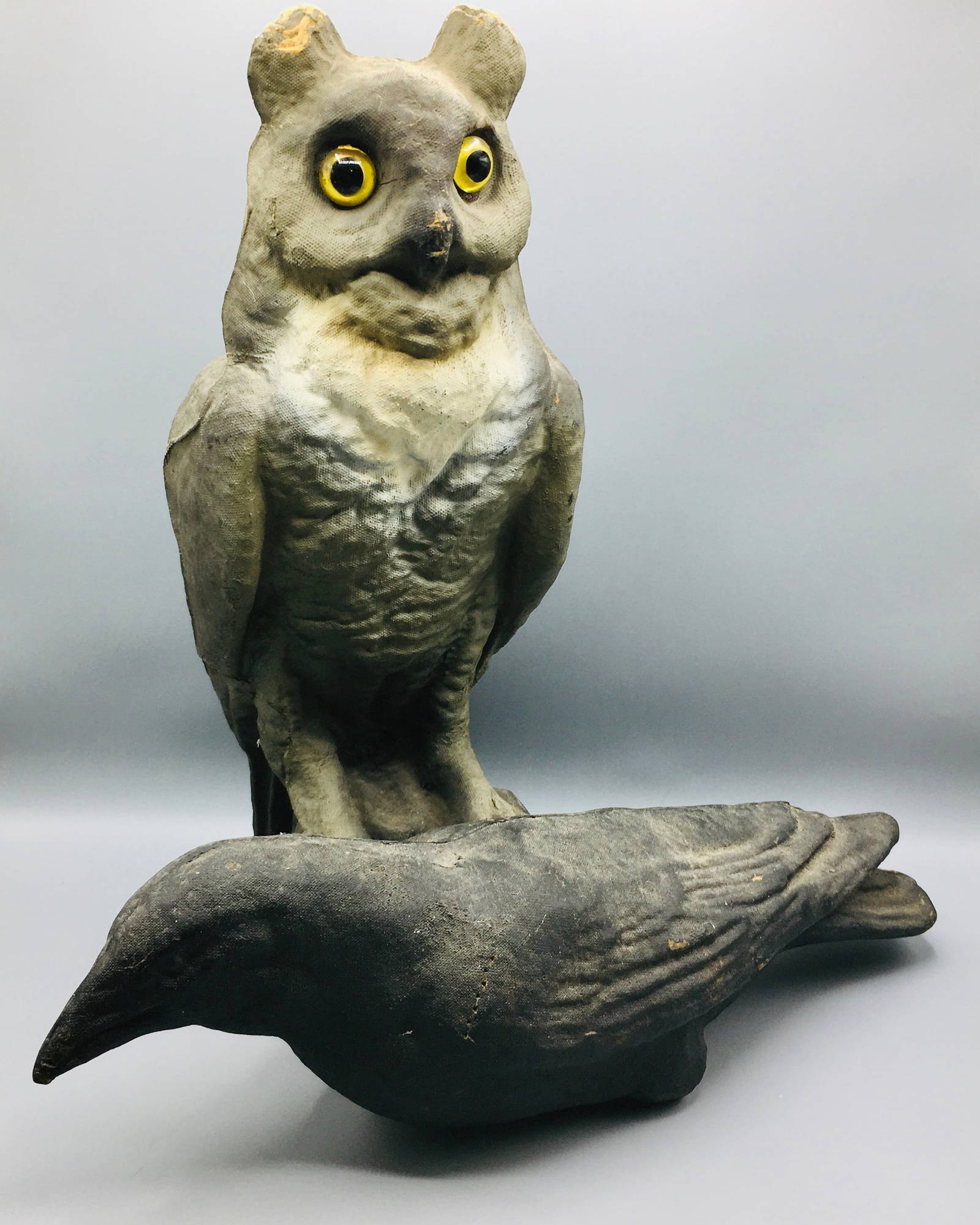 Owl And Crow Decoy By Victor Auction