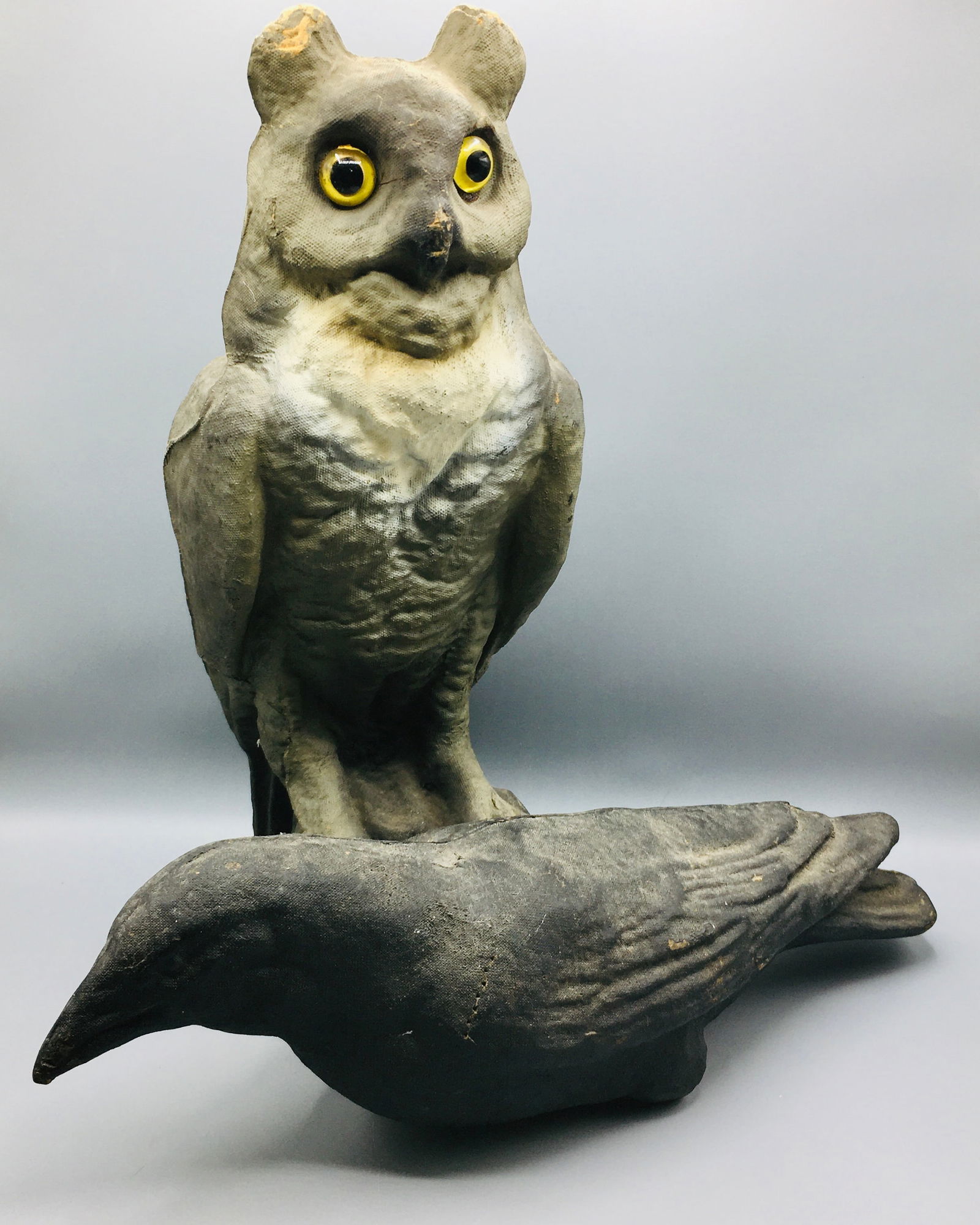 Owl And Crow Decoy By Victor Auction