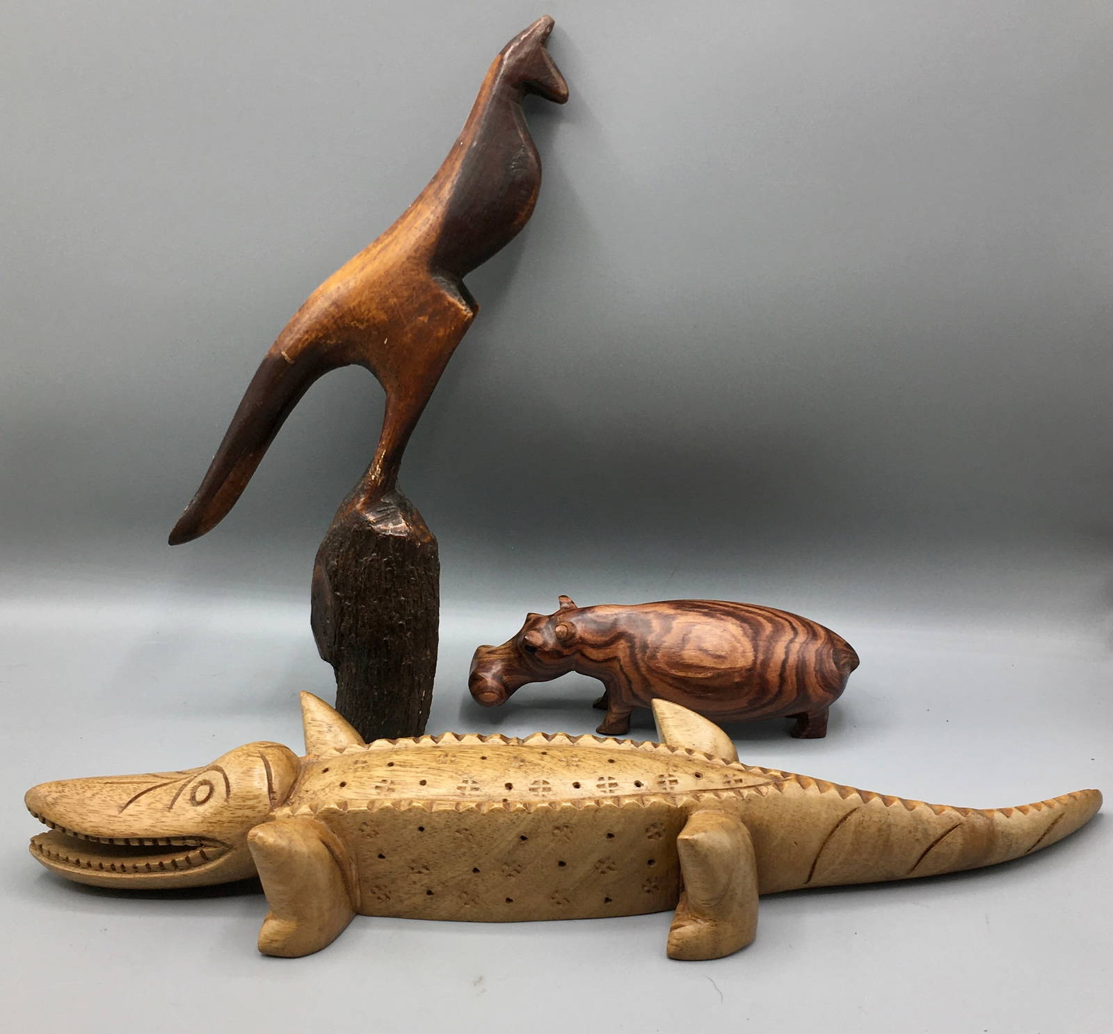 Three Premier Wildlife Folk Art Carvings Auction