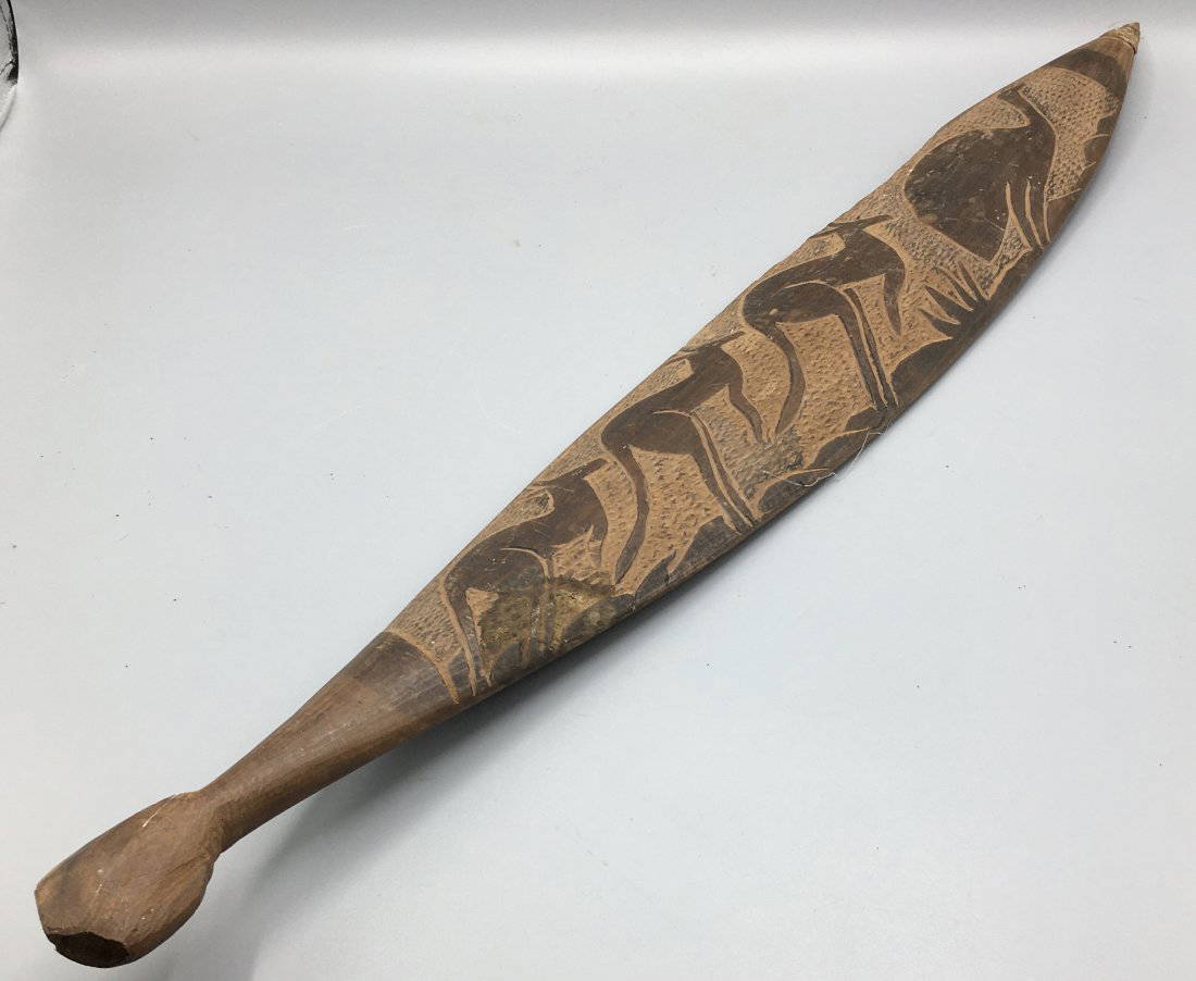 An Aboriginal Woomera With Decorative Carving Auction