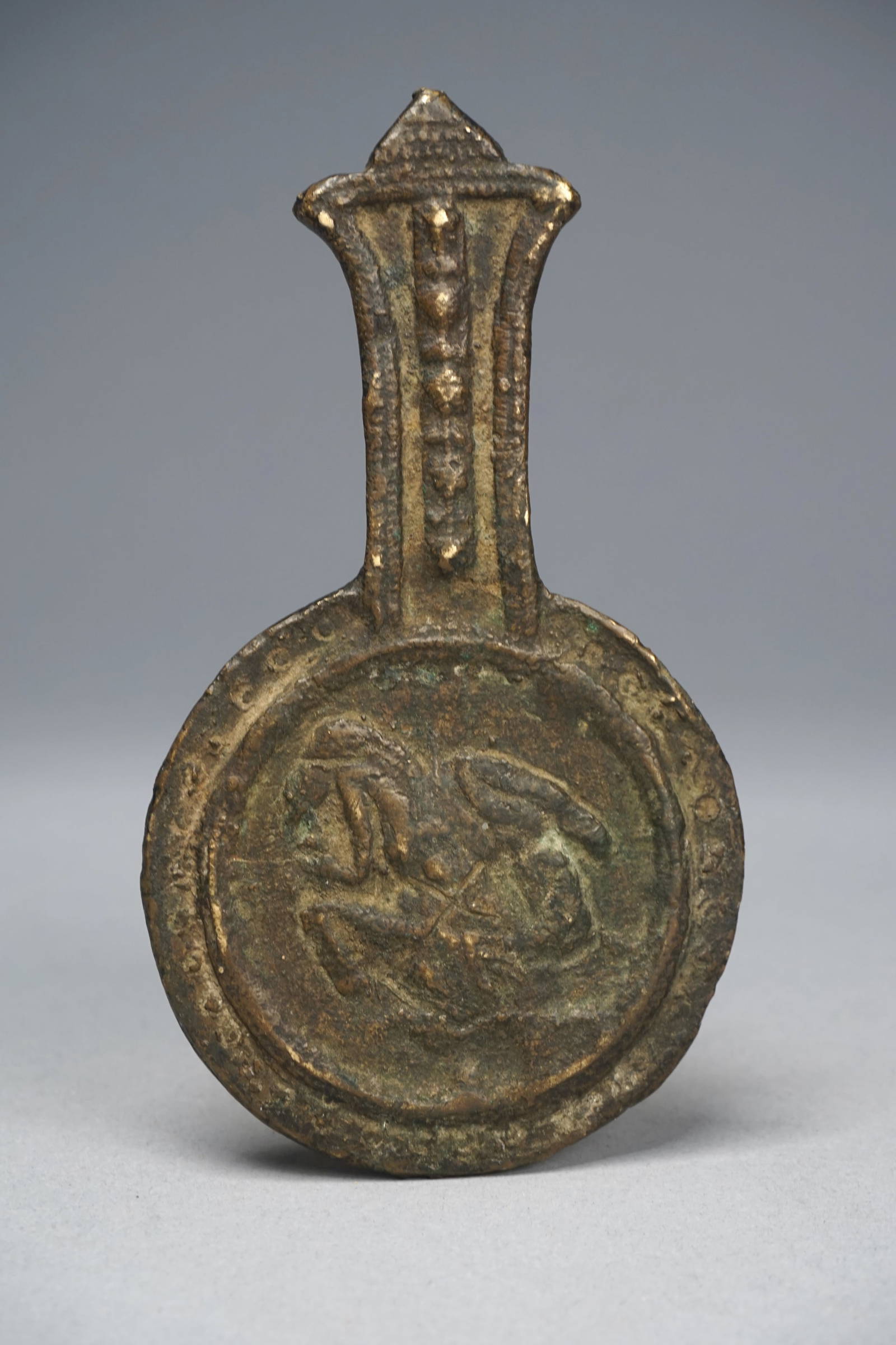An Ancient Bronze Mirror, Greco-roman, Small Hand Mirror, Figural Auction