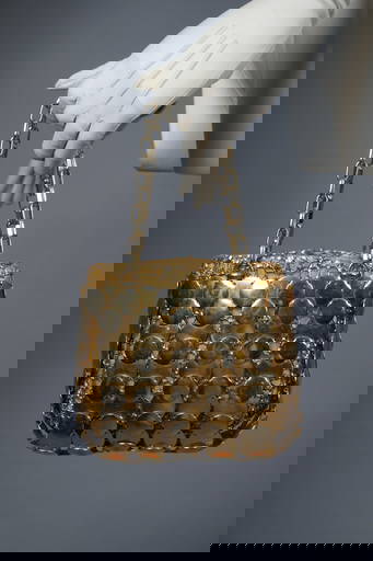 Vintage 1970s Gold Metal Disc Purse Manner Paco Rabanne