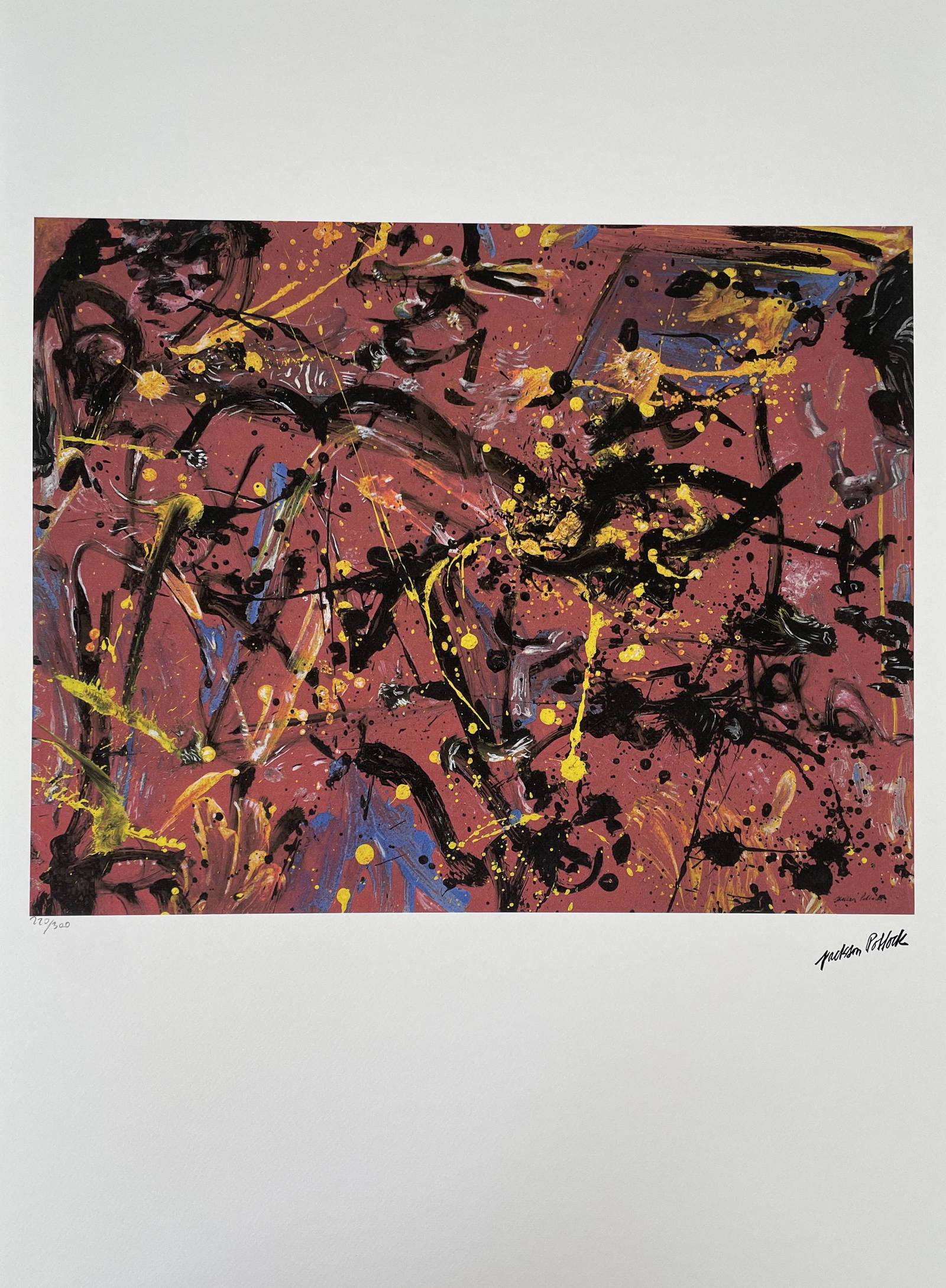 After Jackson Pollock - Signed And Numbered, Lithograph W/ Coa Auction