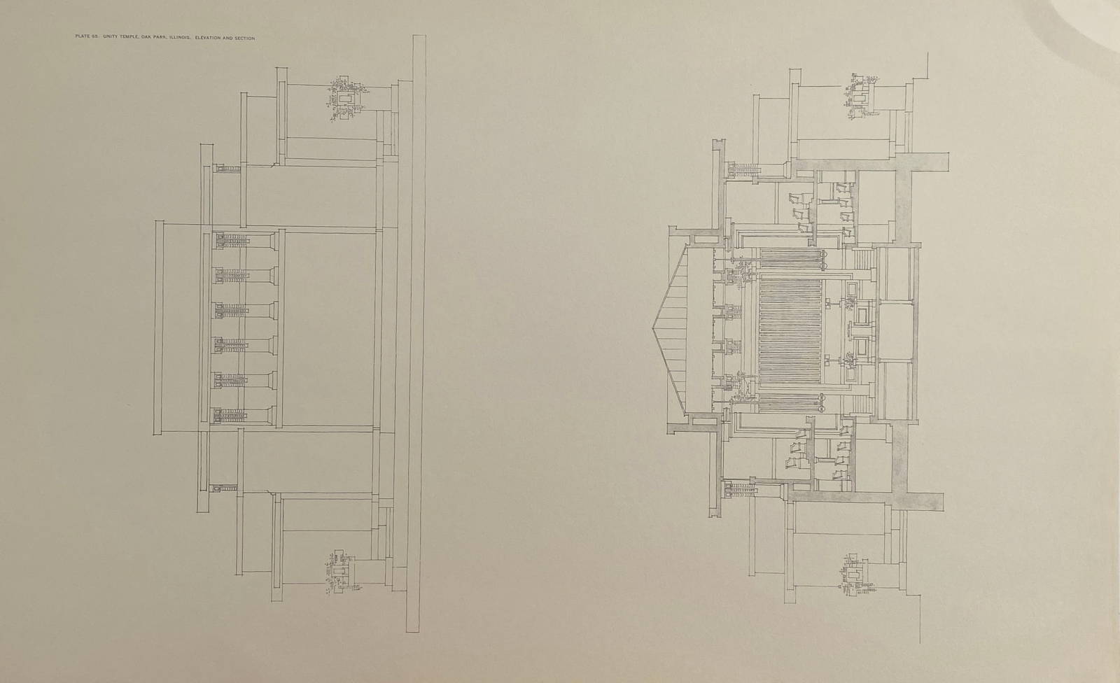 Frank Lloyd Wright - Floorplan Print - Unity Temple, Illinois Auction