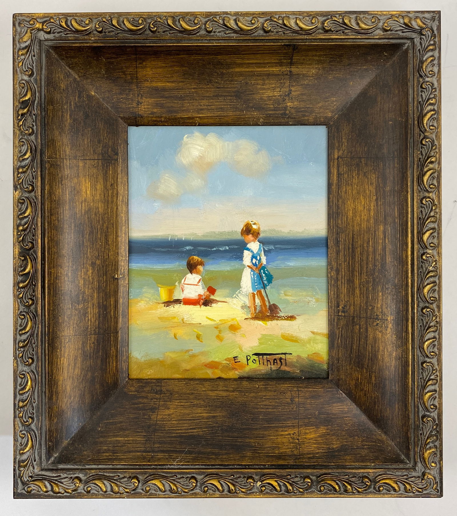 Buy After Edward Potthast - Children On The Beach, Oil On Canvas ...