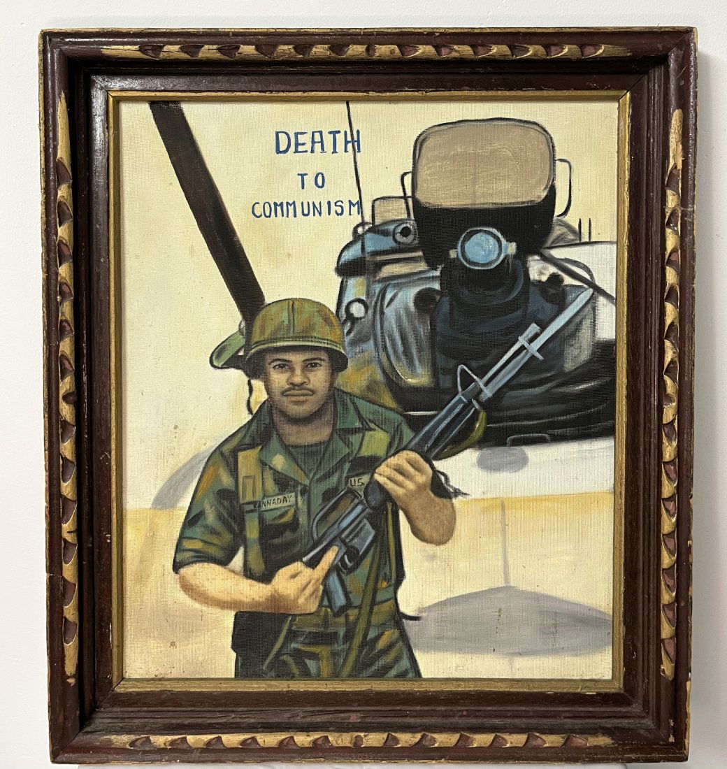 1970s ‘death To Communism’ Self Portrait, Veteran Military Folk Art