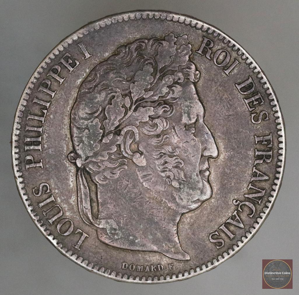 1839 France 5 Francs Silver - Mar 25, 2023 | Distinctive Coins in IL