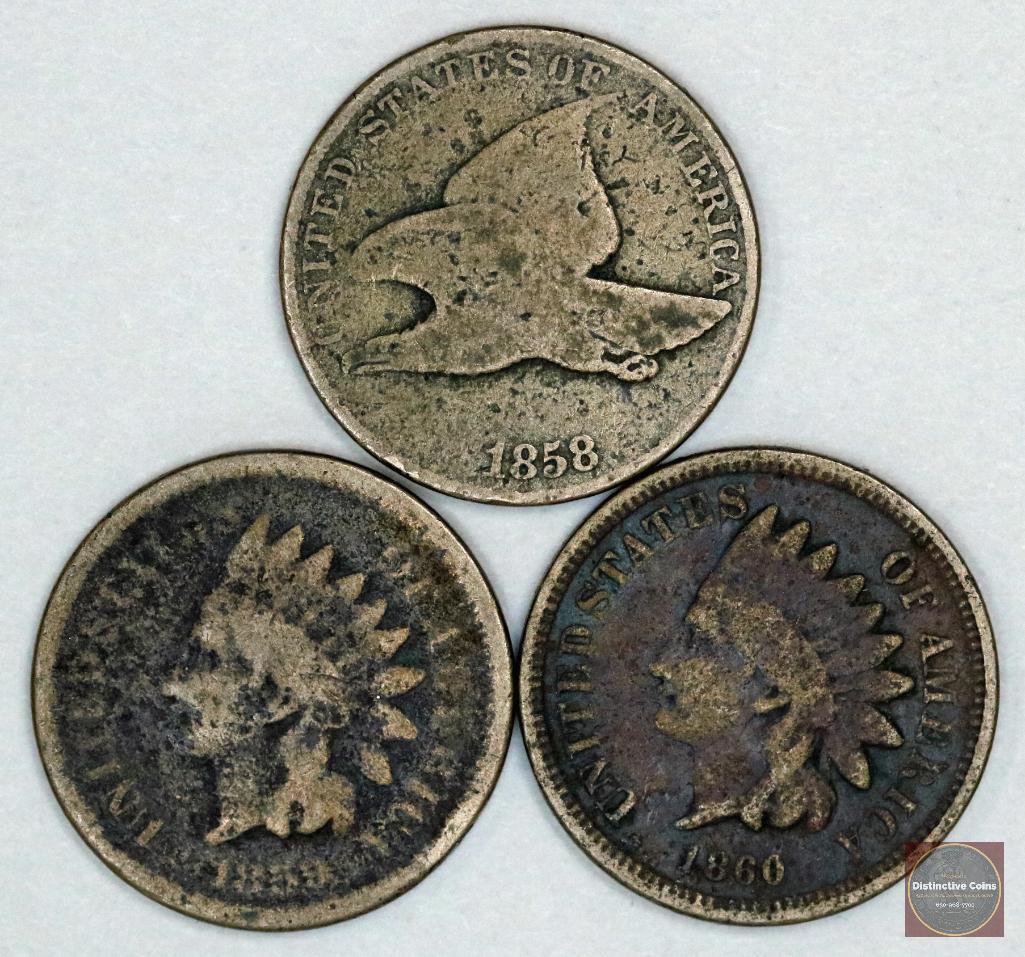 Group of (3) Flying Eagle & Indian Head Cents (#0364) on Mar 25, 2023 ...