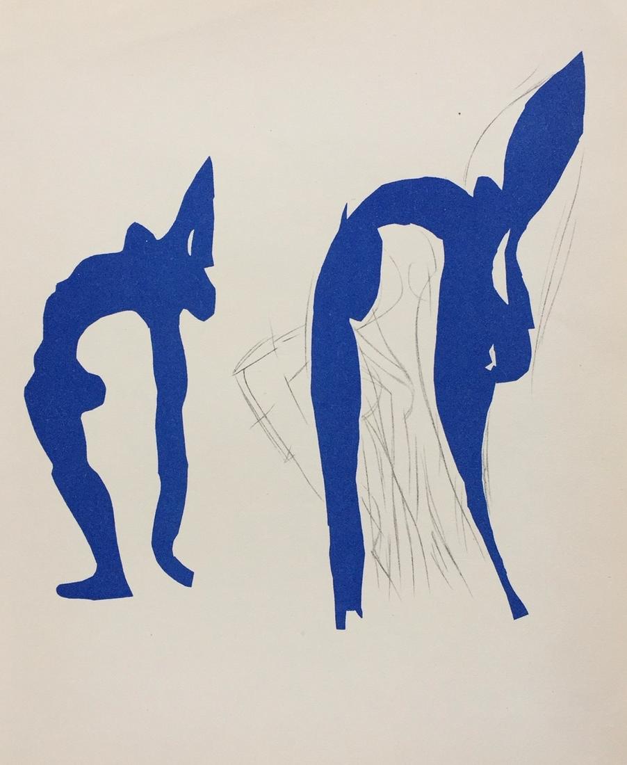 Vintage Litho Print Henri Matisse French Expressionism Blue Human Figures