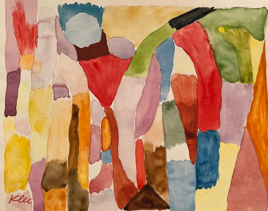 Watercolor On Paper Abstract Swiss Paul Klee Geometric Abstraction Auction