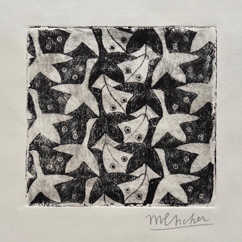 M.c. Escher Linocut Etching On Paper Dutch Op Art Auction