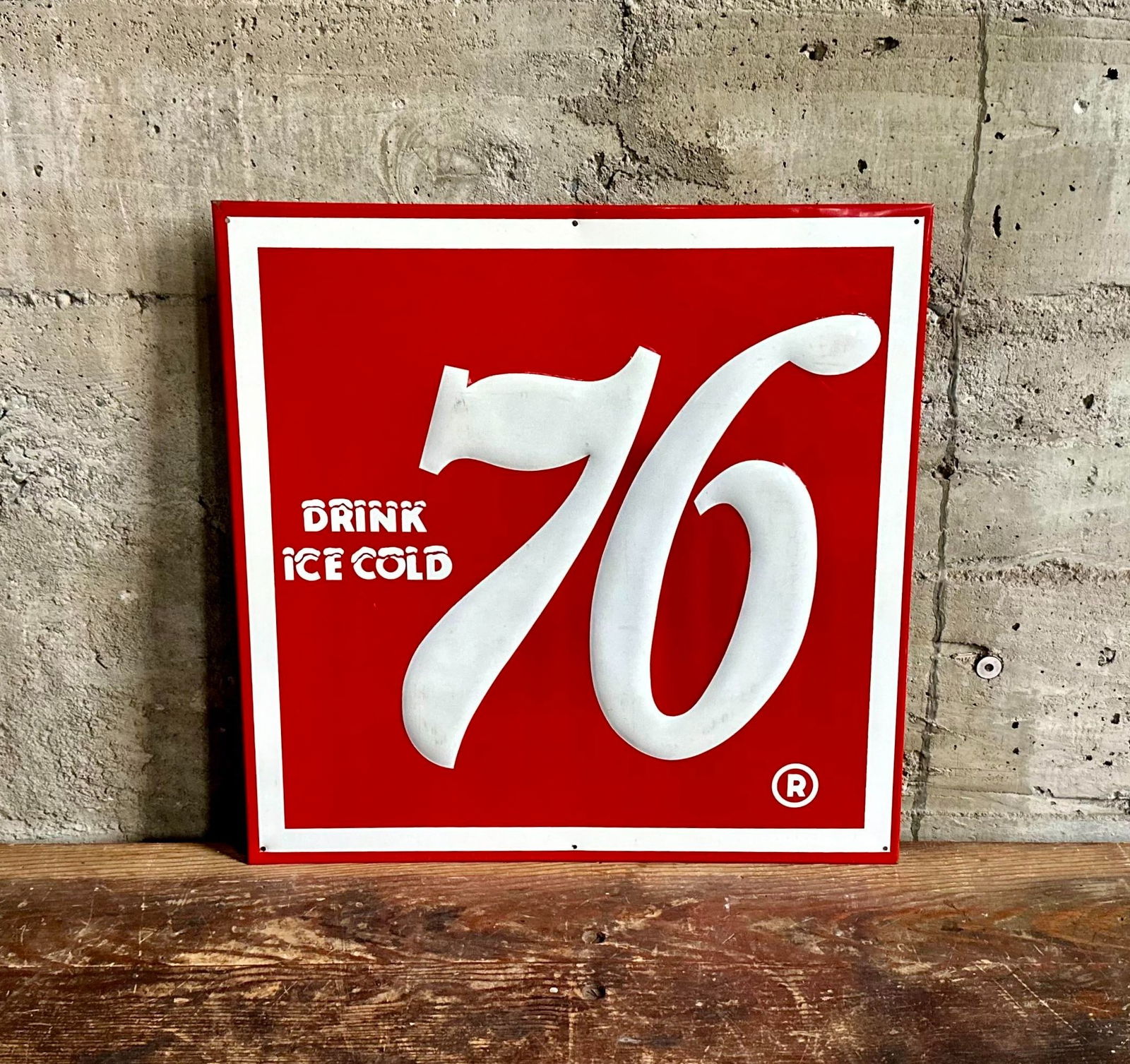 Drink Ice Cold 76 Metal Sign Auction