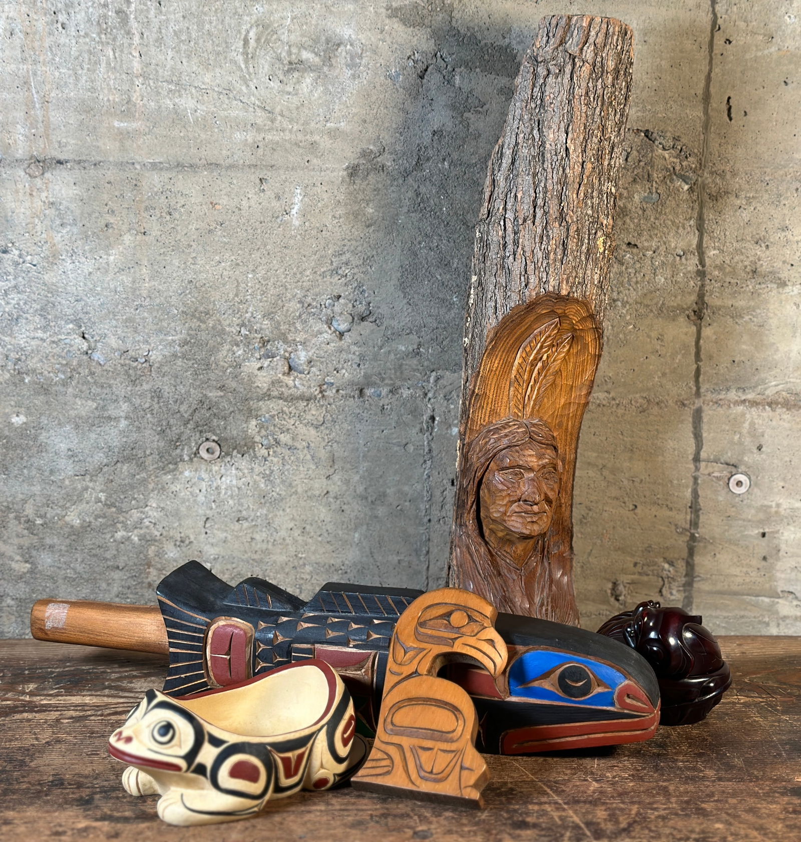 Native American/first Nations Wood Art Collection Auction
