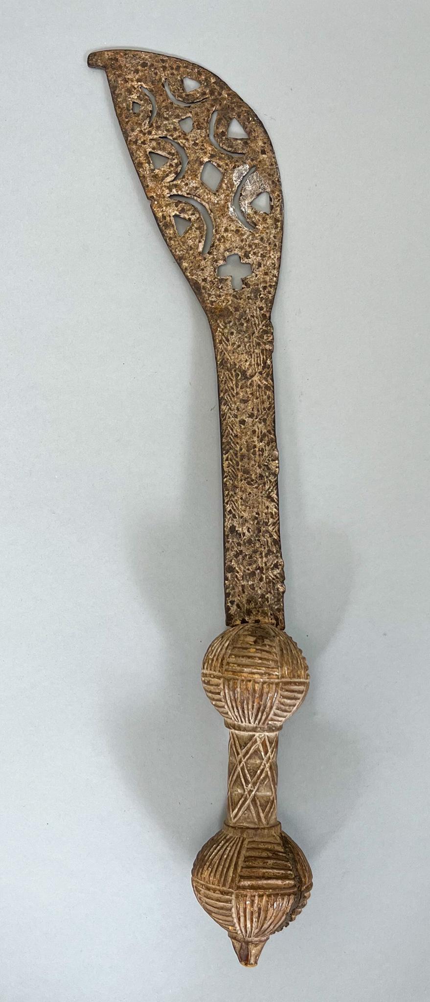 African, Akan, Ghana, Perforated Forged Iron ?okomfo Afena? Ceremonial ...