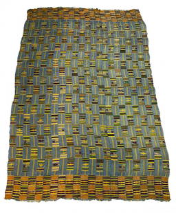 African, Ewe, Togo, Vintage Kente Woven Silk And Cotton Textile