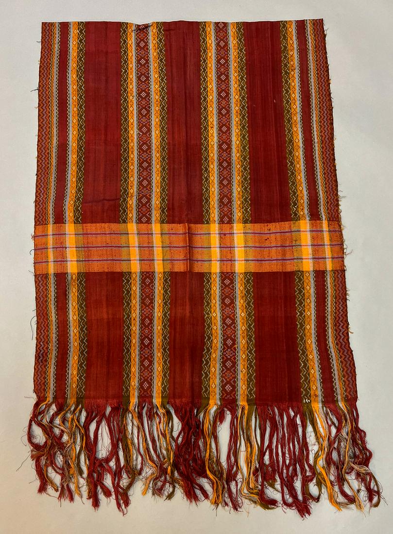 Chin, Myanmar (burma), Vintage Woven Silk Shoulder Cloth Auction