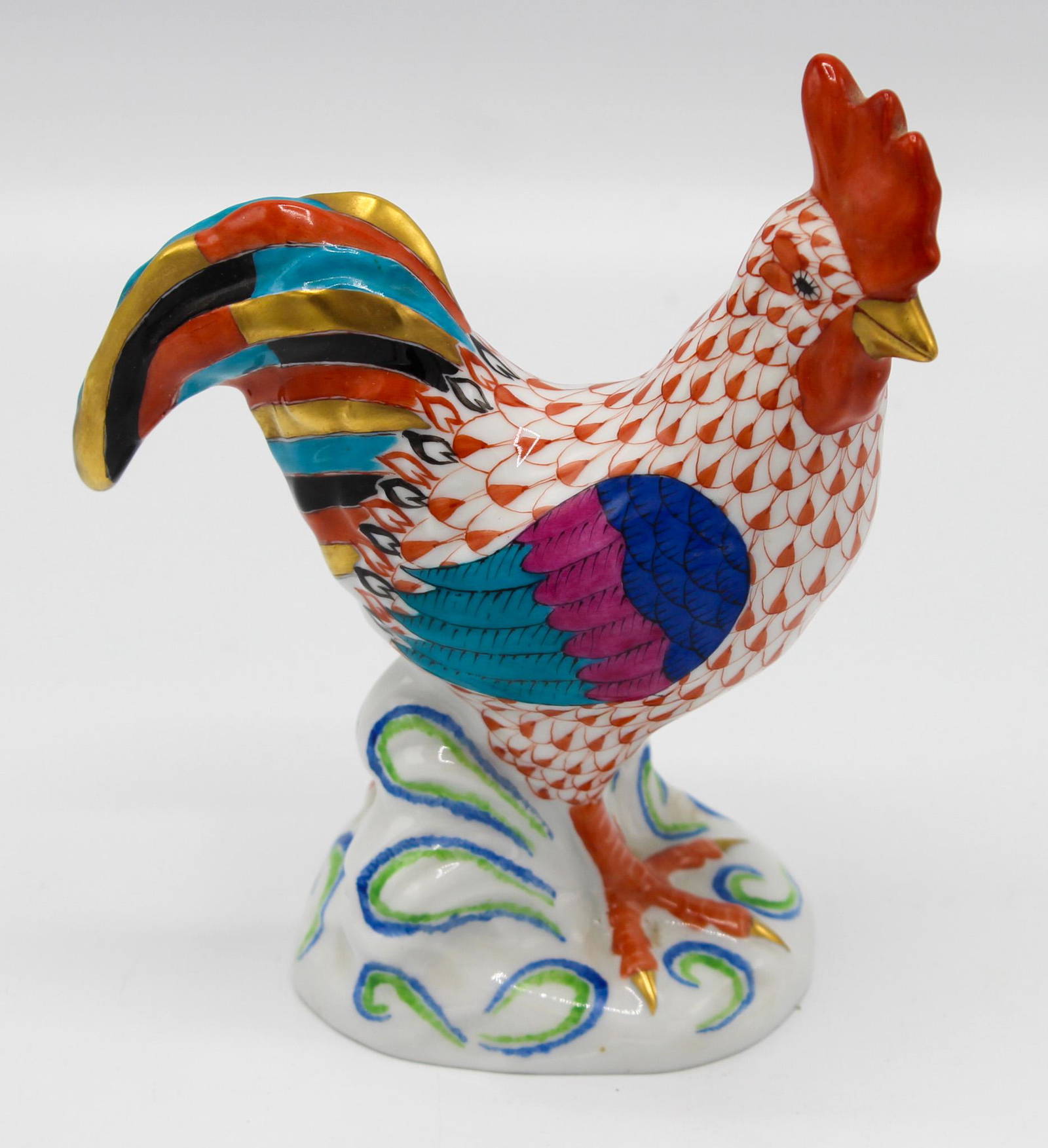 Herend Porcelain Rust Fishnet Rooster 5031 Auction
