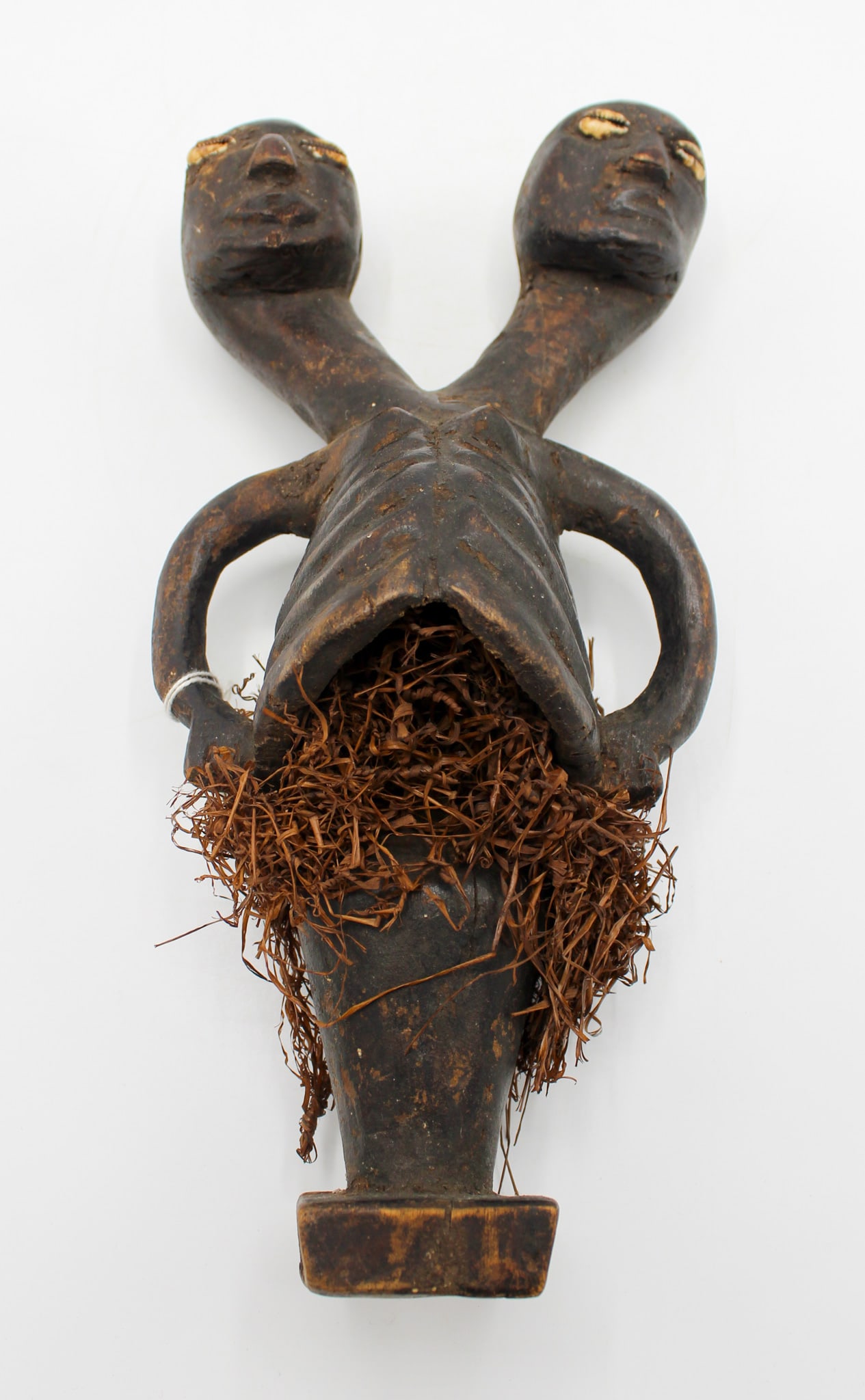 Double Headed, Carved Wood Sculpture, Labelled As Originating From The ...
