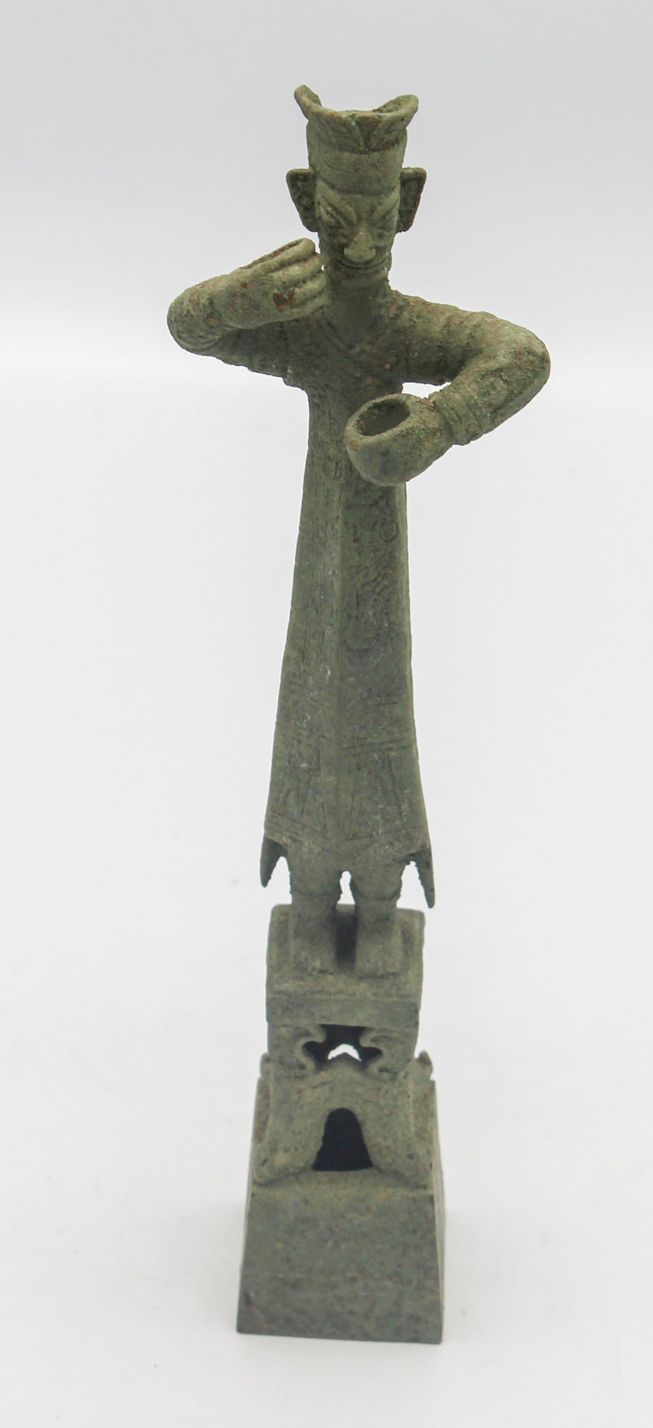 Sanxingdui Cast Bronze Standing Man Figure Auction