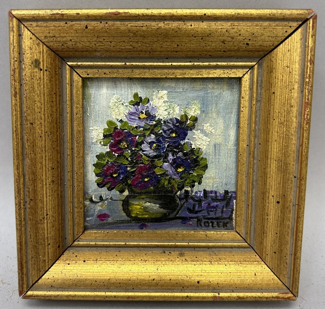Vintage Oil On Canvas Still Life Painting By Irene Rozek Auction