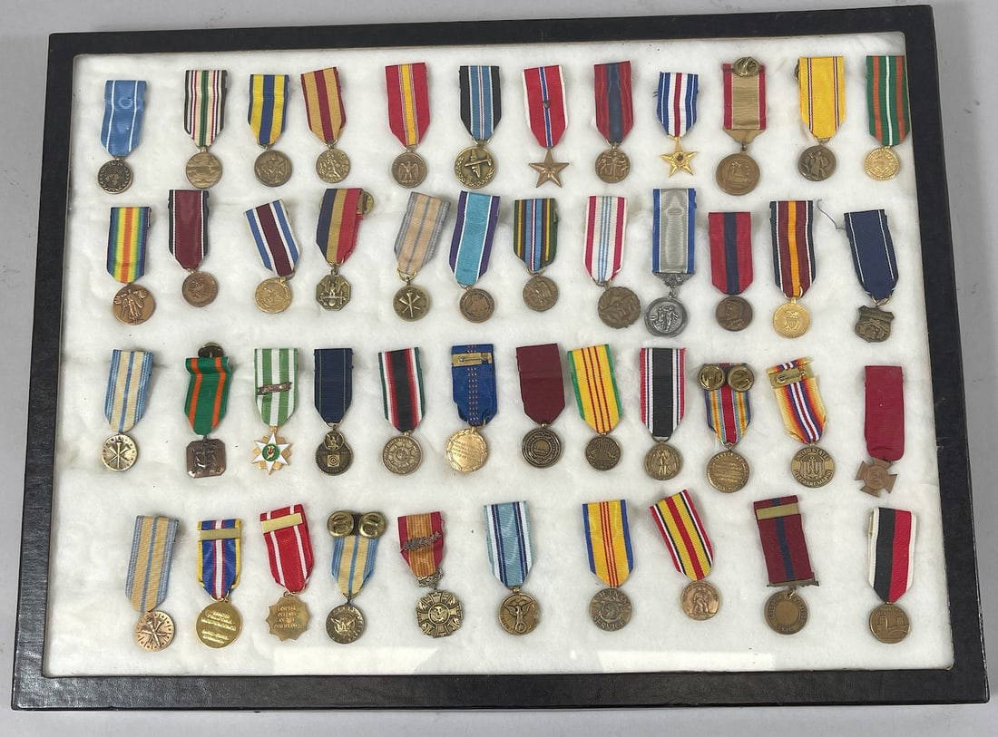 Group Of 46 Diverse Military Miniature Medal Lot And Awards Auction