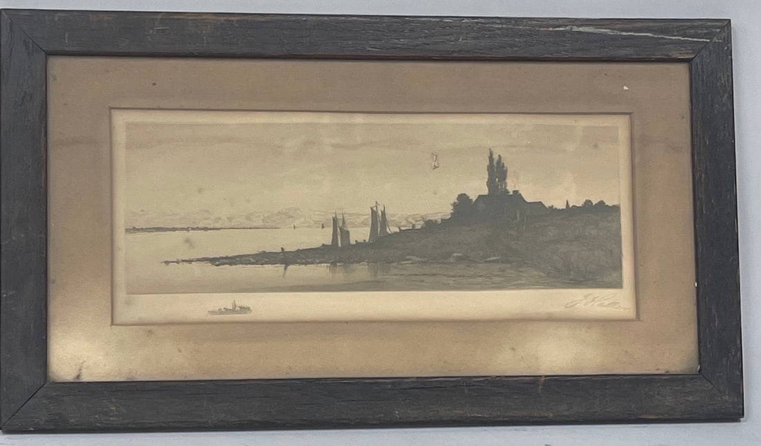 Antique J.haller Landscape Etching Auction