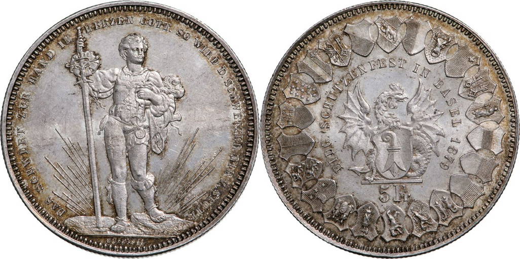5 Francs 1887. Basel Shooting Thaler - Oct 15, 2022 | LA GALERIE ...