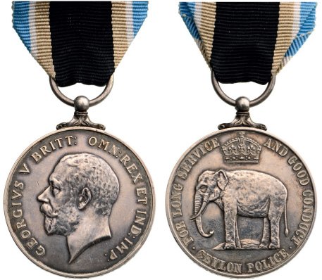 Ceylon Police Long Service and Good Conduct Medal (I),