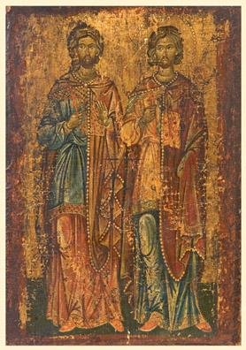Byzantine icon of two saints