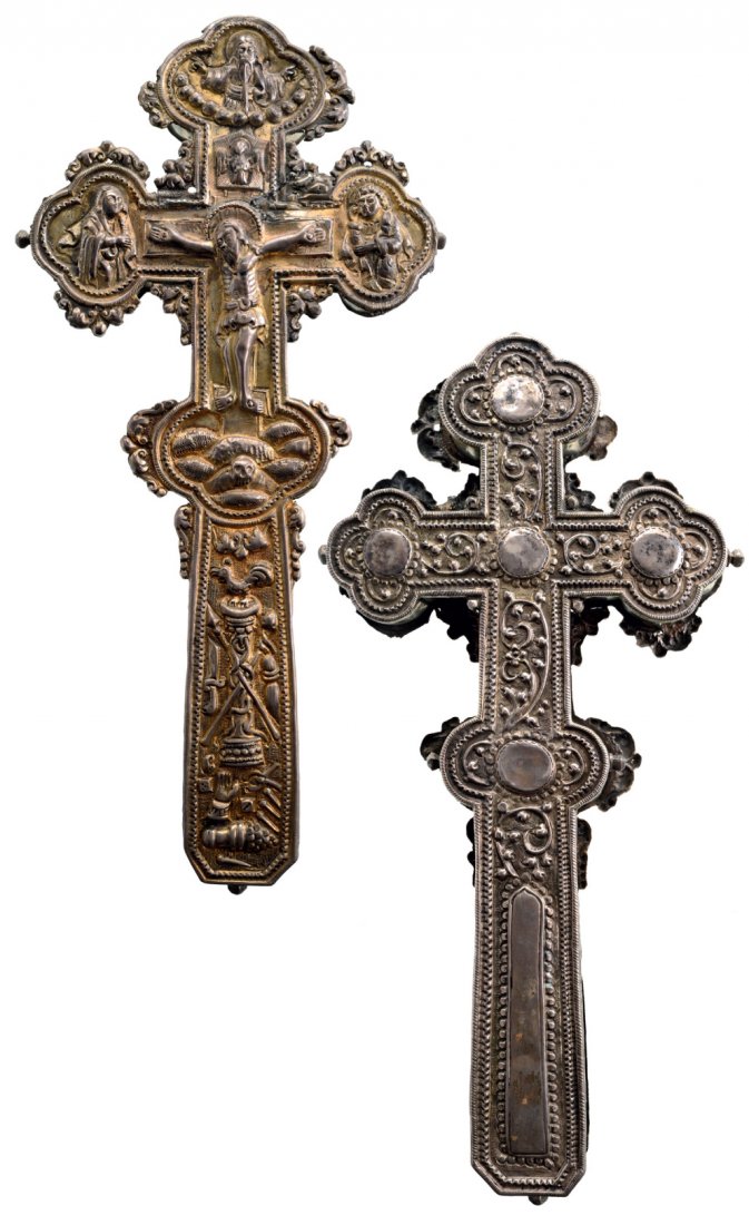 Rare Ukrainian silver gilt reliquary cross