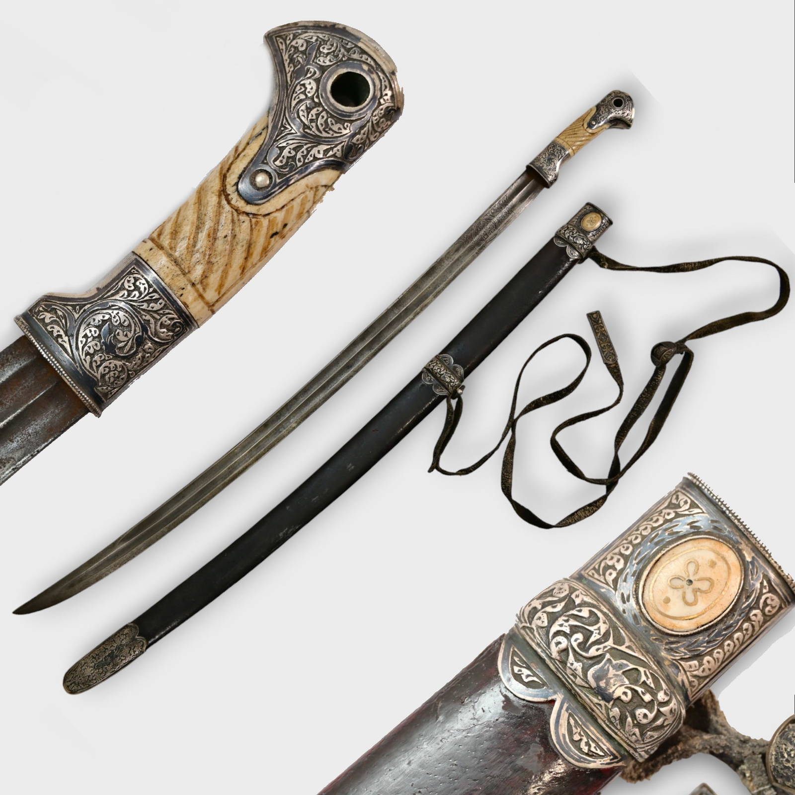 A Shashka With Scabbard And Belt, Silver, Niello, Engraving, Russia Mid ...