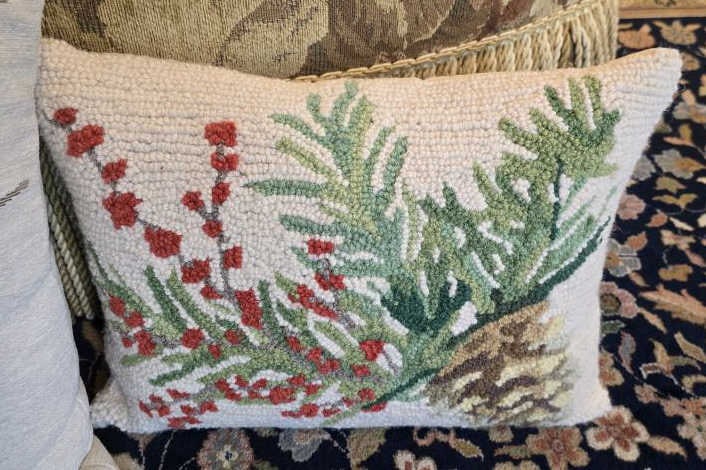 (2) Cardinal Winter Pattern Accent Pillows Auction