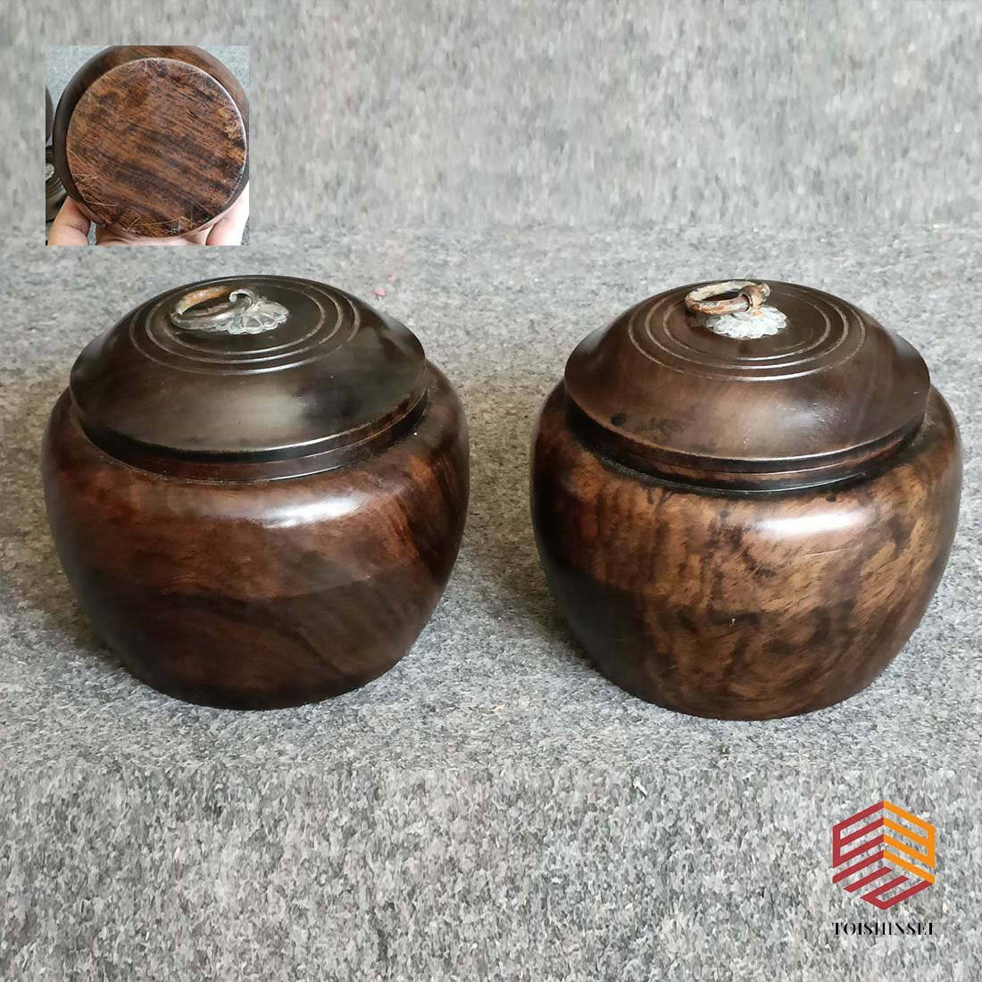 A Pair Of Huanghuali Go Jars From The Republic Of China, Used By Rich ...