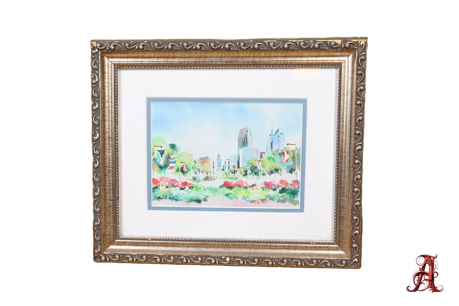 Howard N. Watson Antique Framed Watercolor Painting Of Philadelphia ...