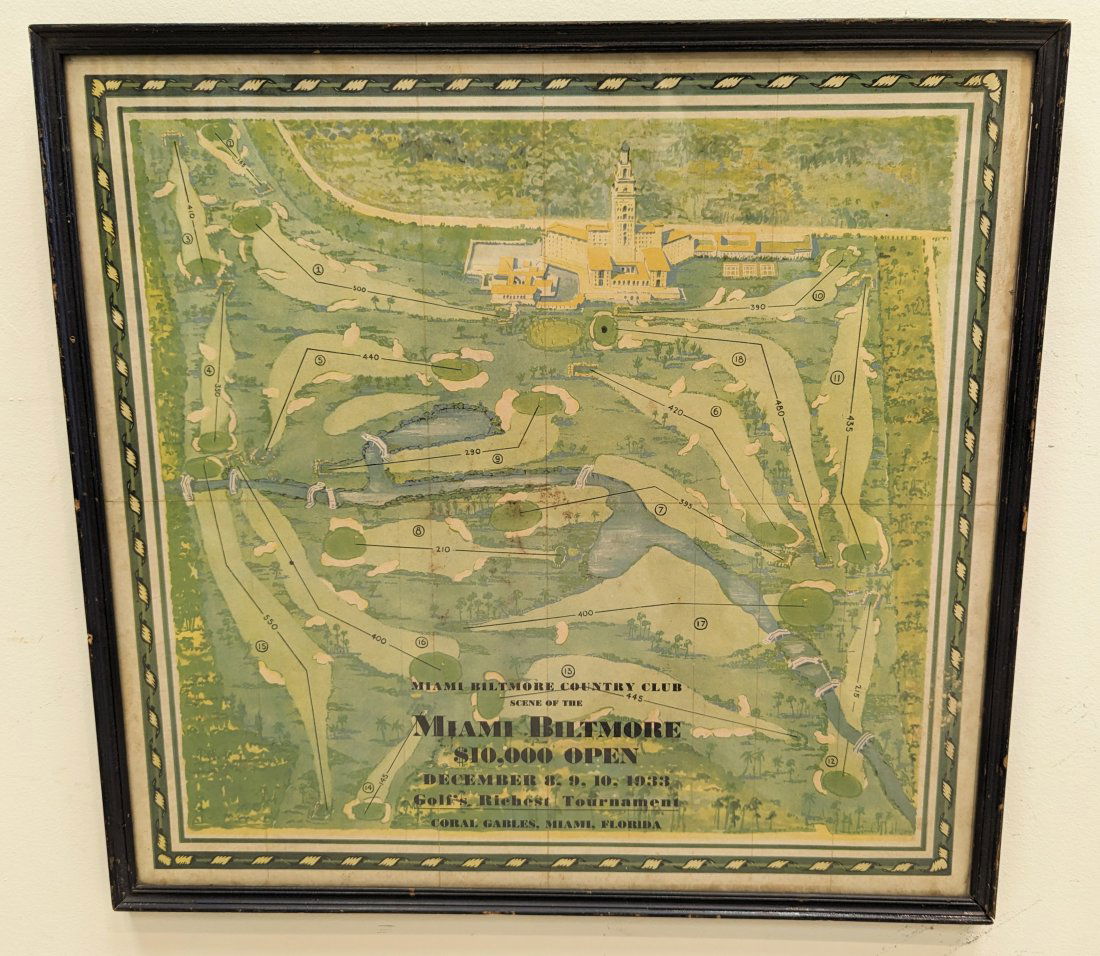 Vintage Miami Biltmore Open Folding Course Map Auction