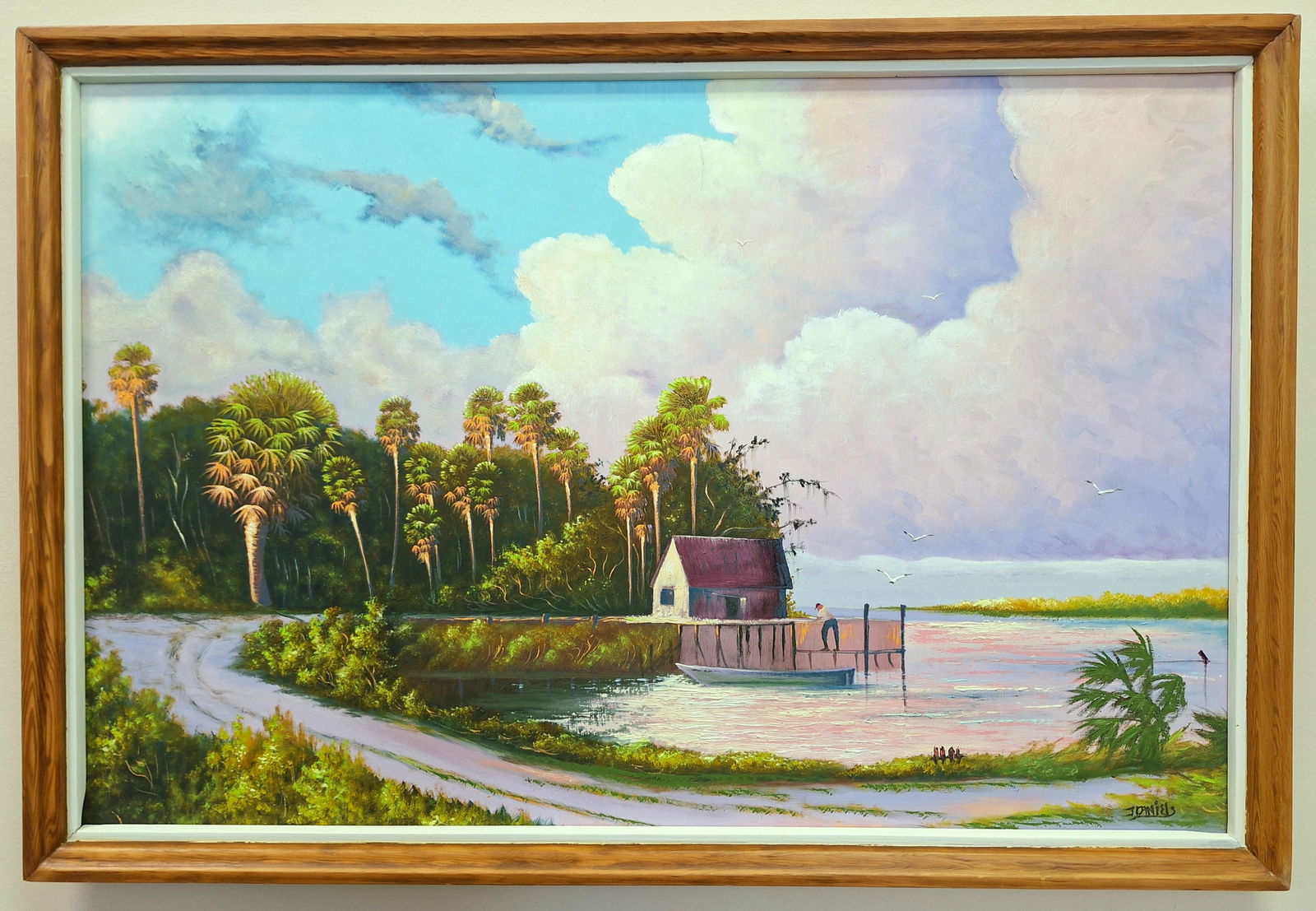 Johnny Daniels Highwaymen 24x36 'net Mender In The Cove' Auction