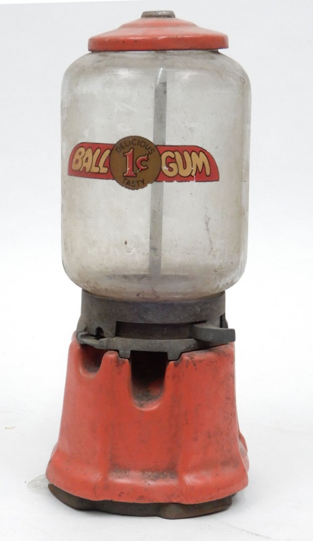 1950's Glass And Cast Iron Gumball Vending Machine