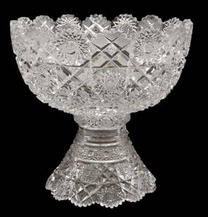 American Brilliant Cut Glass Punch Bowl.