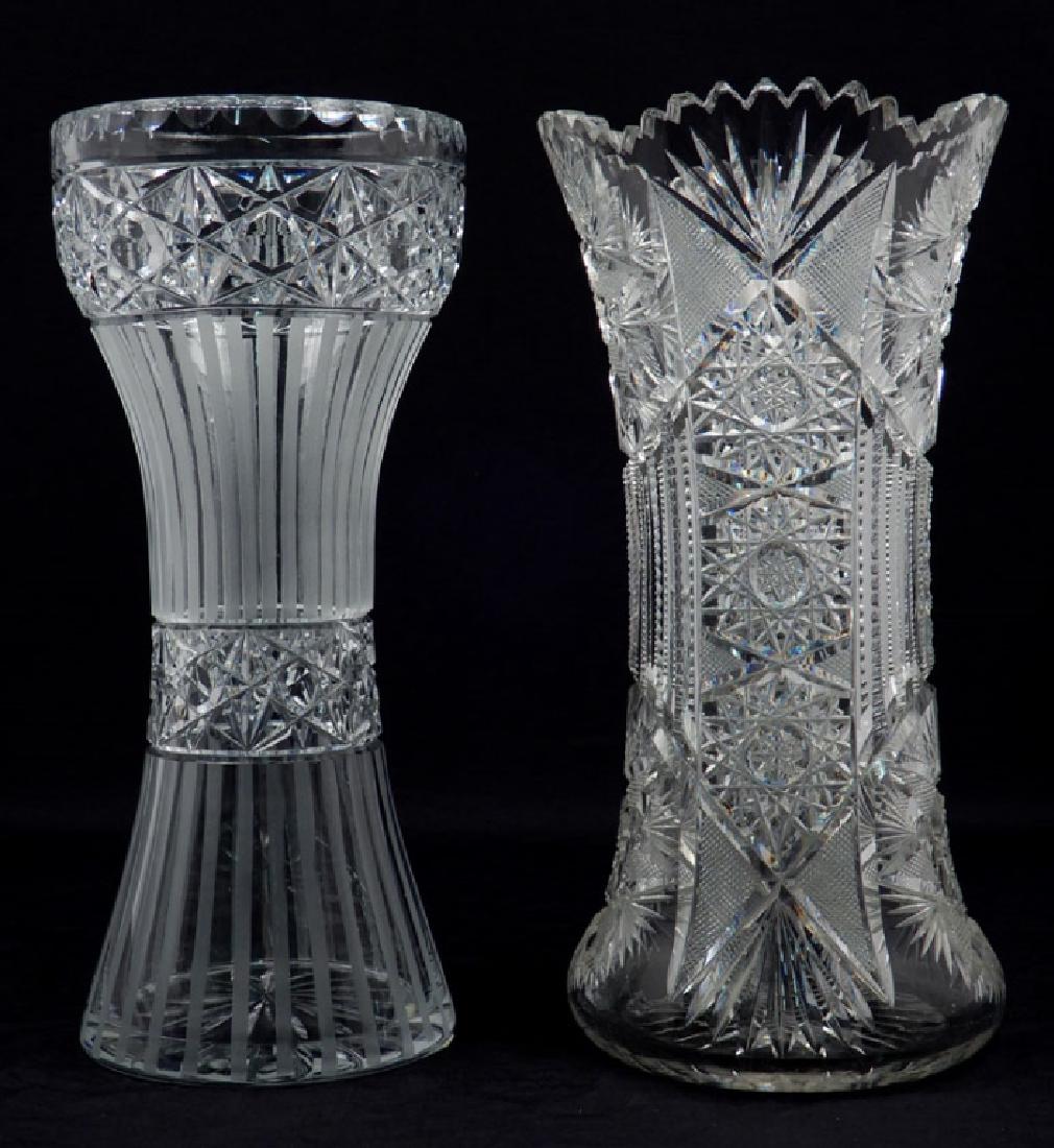 Two American Brilliant cut glass vases by Clark