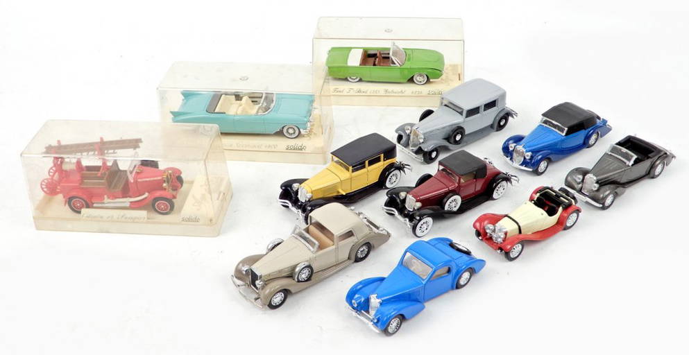 Eleven Solido Scale Model Cars, Made In France