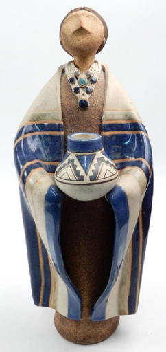 Terry Slonaker Stoneware Navajo Woman Sculpture